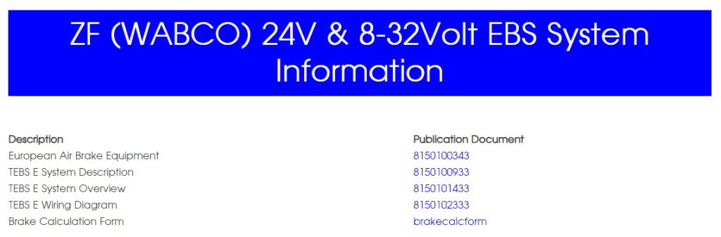 ZF (WABCO) 24V & 8-32Volt EBS System Information – Sealco