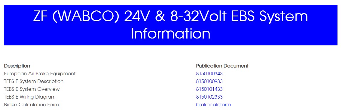 ZF (WABCO) 24V & 8-32Volt EBS System Information – Sealco